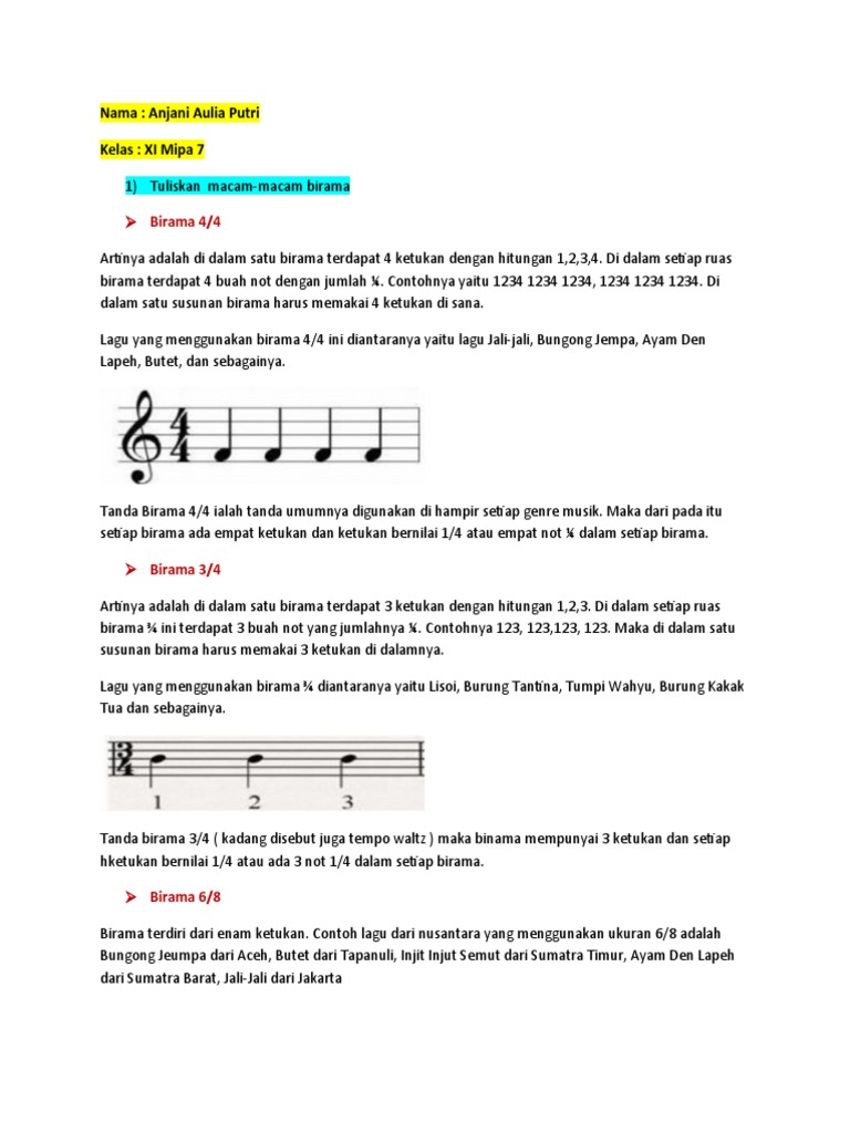 Tugas 3 Unsur Musik - Anjani | PDF