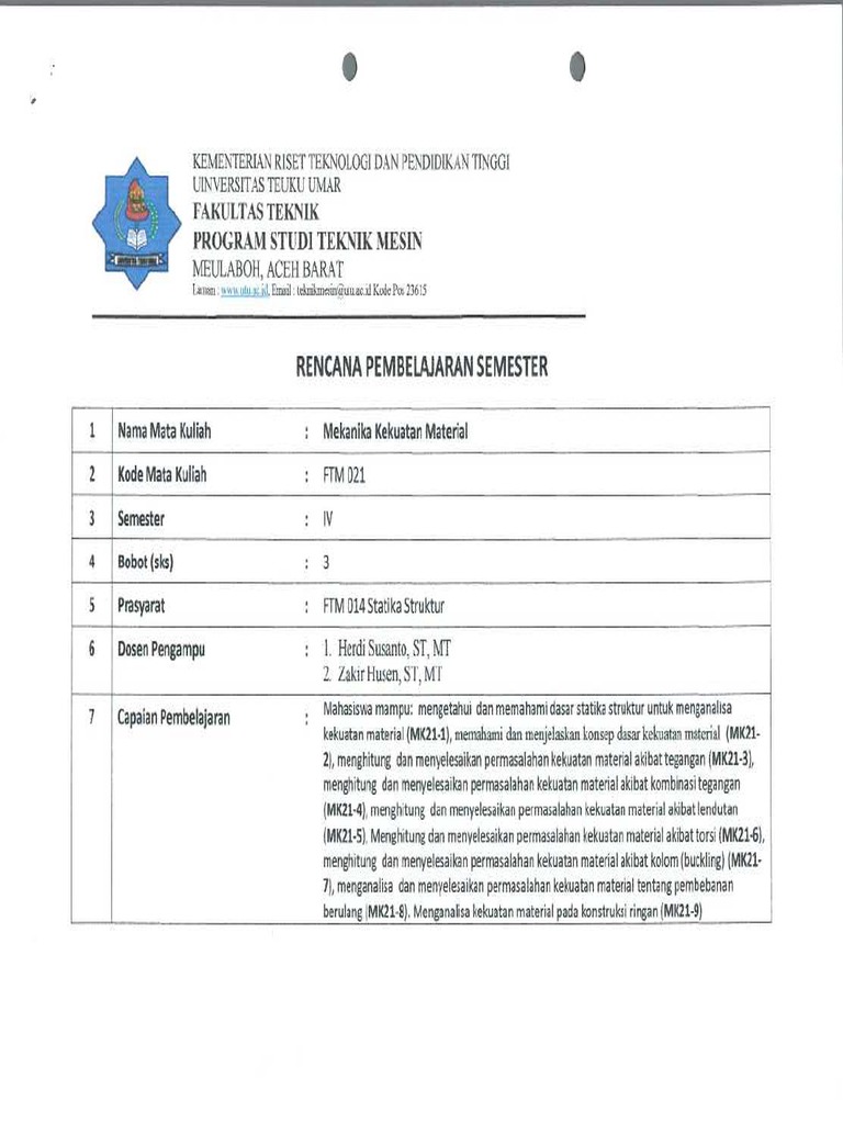 Rps Mekanika Kekuatan Material - Herdi Susanto - FTM - Utu | PDF