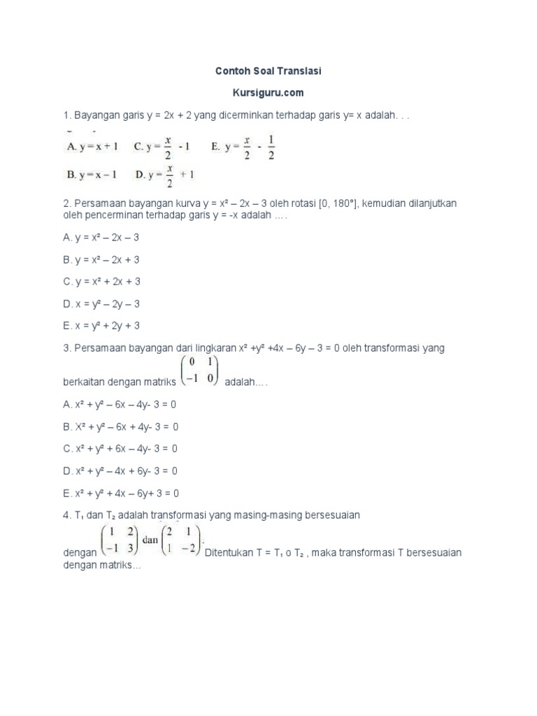 Contoh Soal Translasi Kelas 12 | PDF | Metode & Bahan Ajar