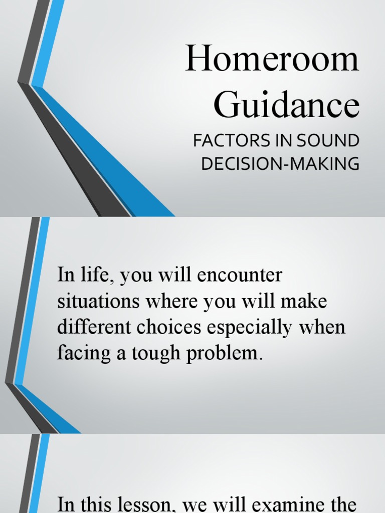 Homeroom Guidance: Factors in Sound Decision-Making | PDF | Decision ...