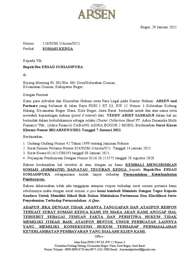 Draft Somasi Kedua Diwa | PDF | Hukum