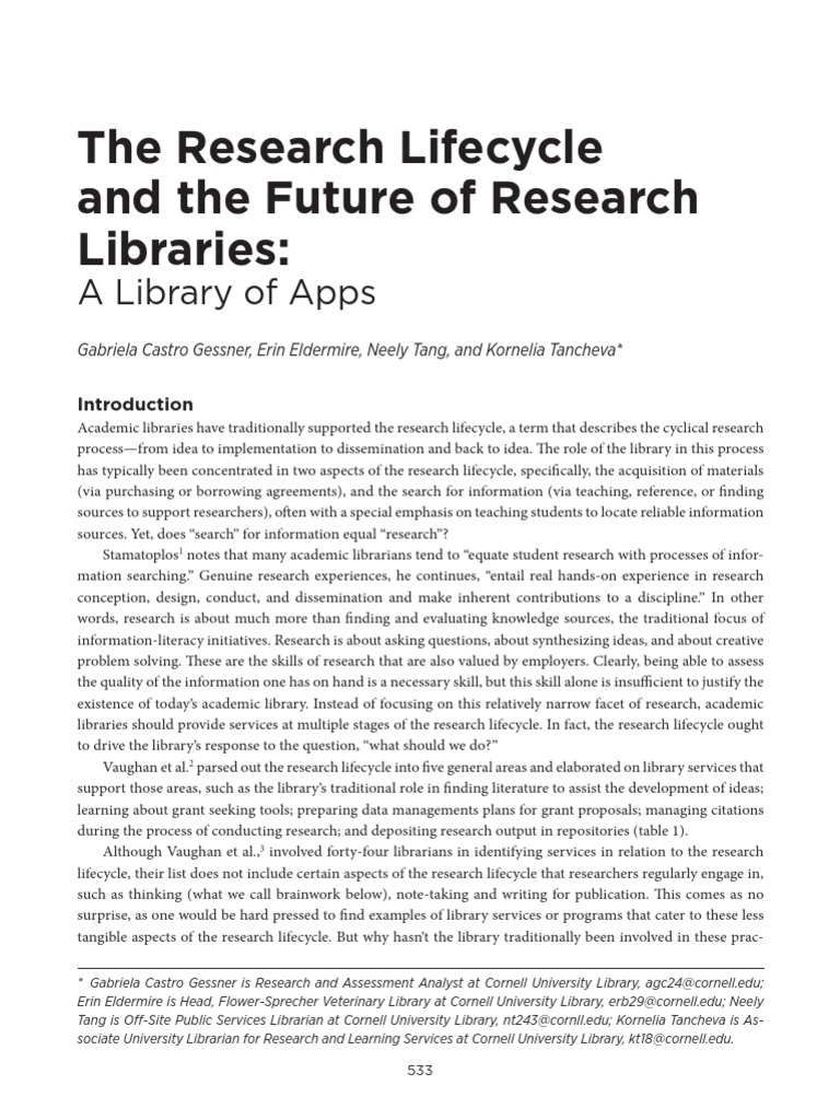 The Research Lifecycleandthe Futureof Research Libraries | PDF ...
