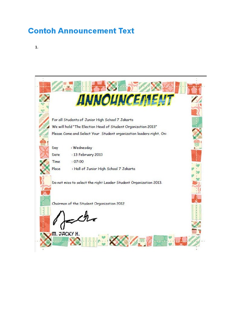Contoh Announcement Text | PDF | Career & Growth