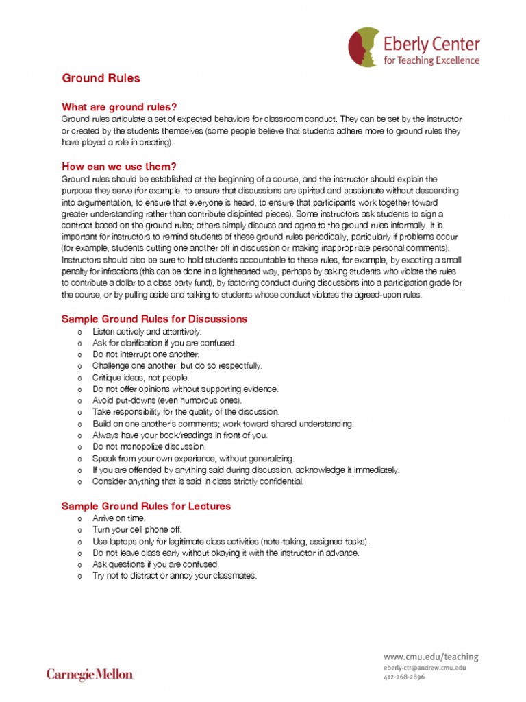 Ground Rules | PDF | Behavior Modification | Learning