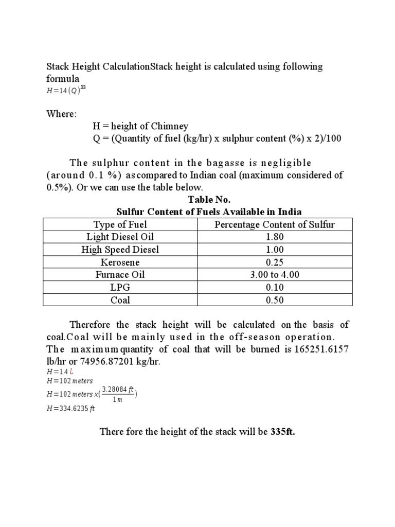 Stack Height Calculation | PDF