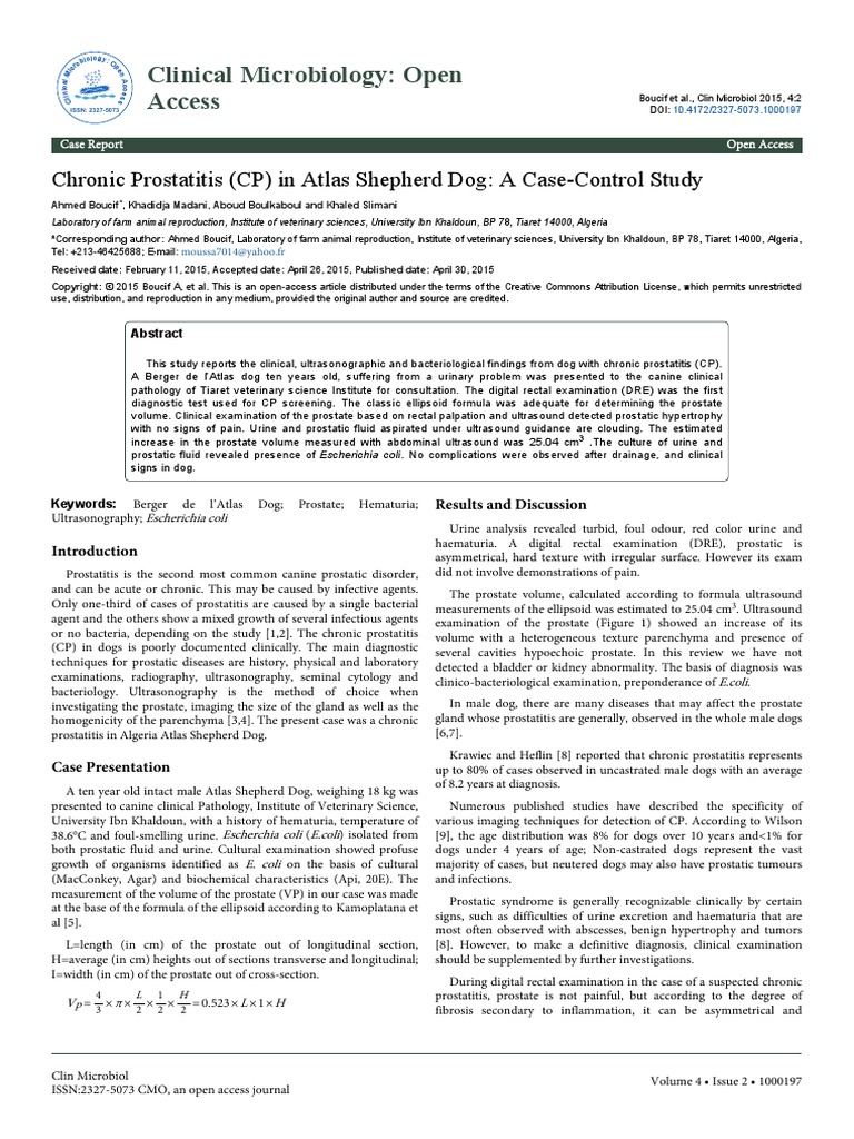 Clinical Microbiology: Open Access: Chronic Prostatitis (CP) in Atlas ...