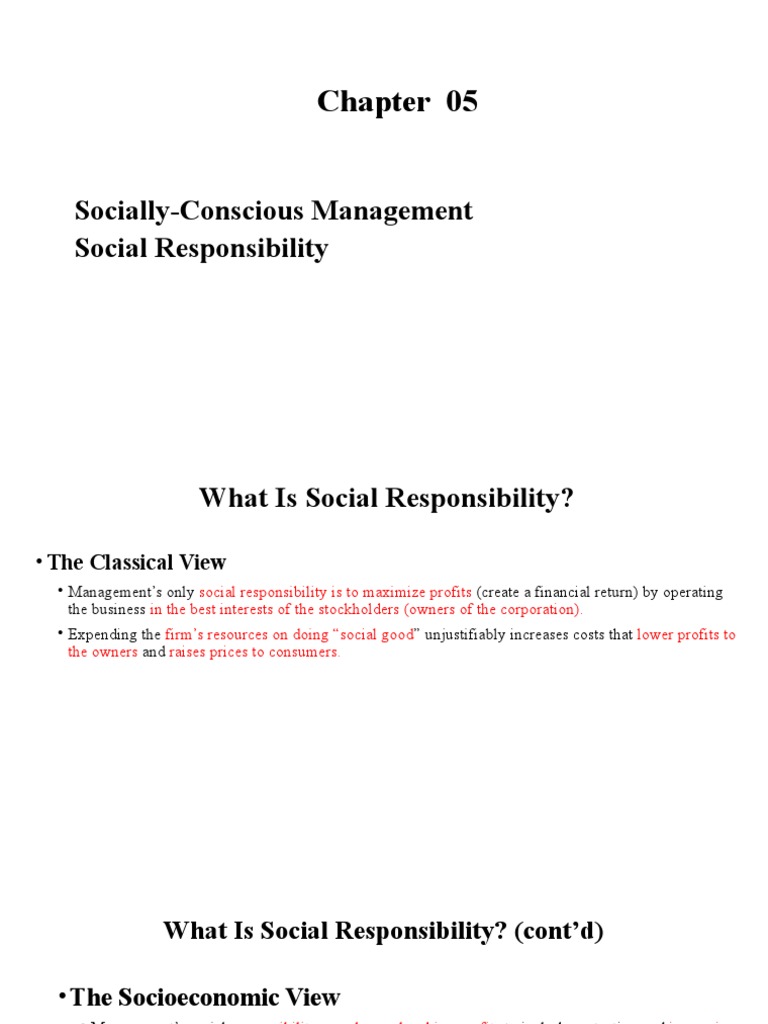 Socially-Conscious Management Overview | PDF | Value (Ethics) | Morality