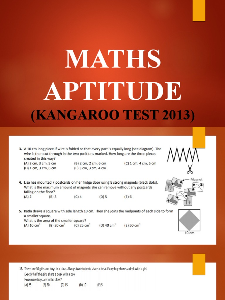 Maths Aptitude: (Kangaroo Test 2013) | PDF