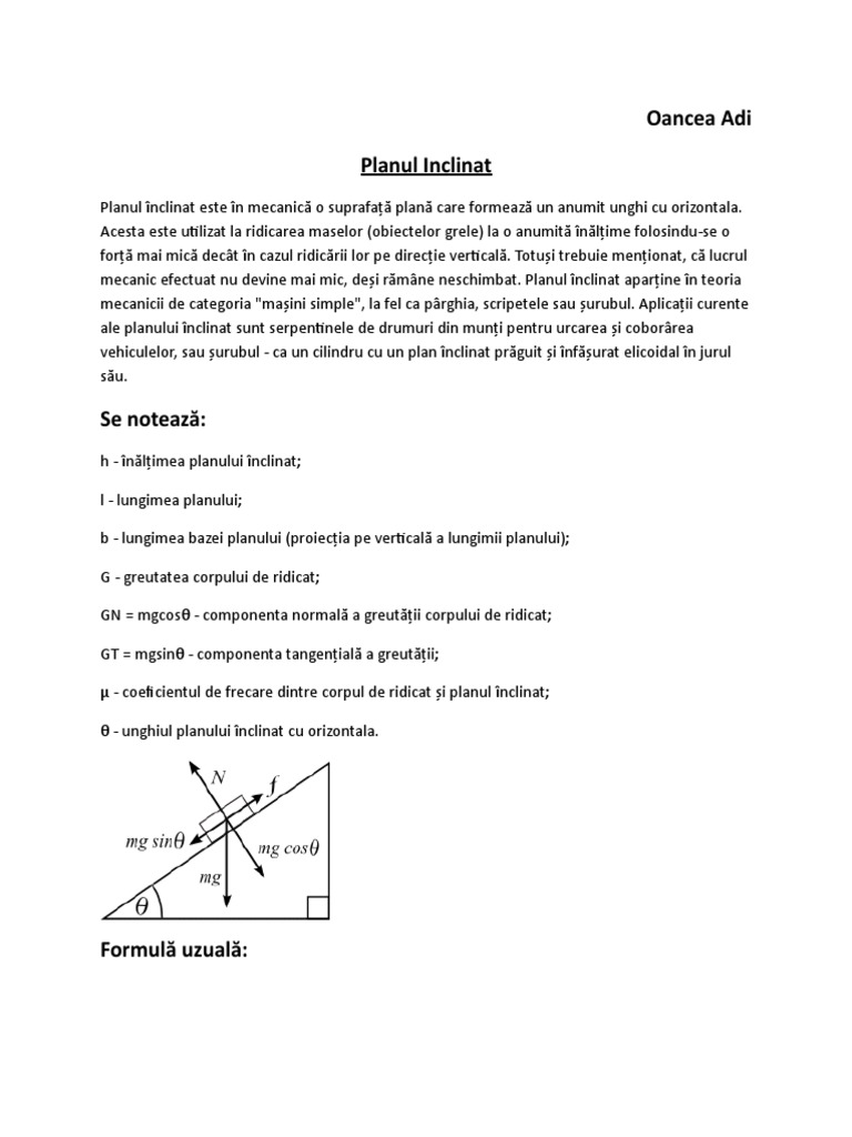 Plan Înclinat | PDF