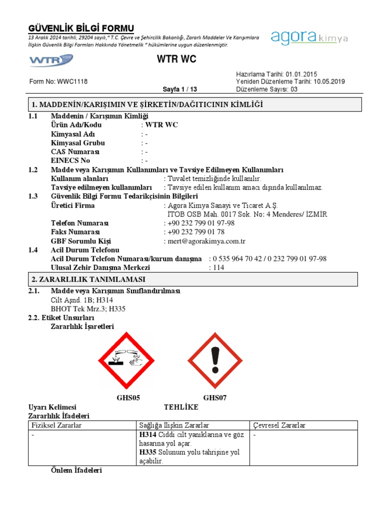 WTR WC-MSDS-TR | PDF