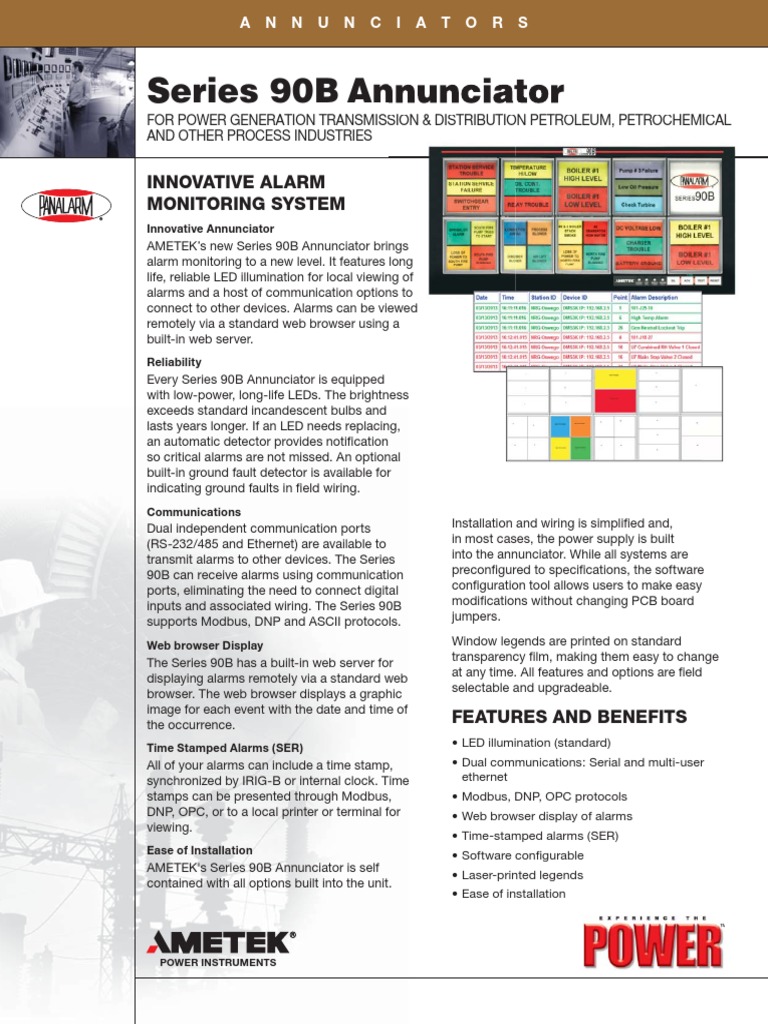 Series 90b Annunciator Data Sheet - 5-23-13 | PDF | Relay | World Wide Web