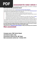 Example Risk Assessment For Motor Vehicle Repair Workshop | PDF | Risk ...