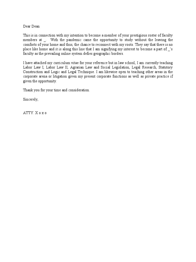 Letter of Intent To Teach Sample | PDF