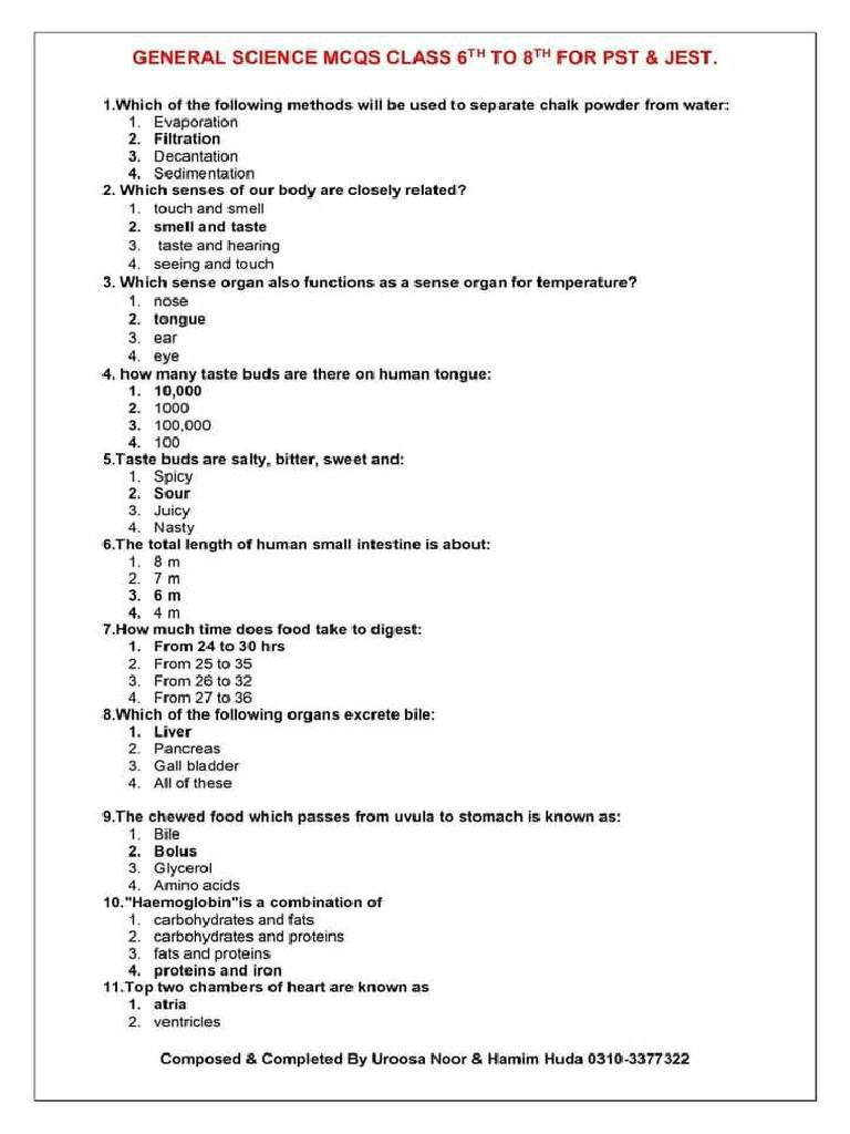 GNRL Scnce 1to 8 Class | PDF