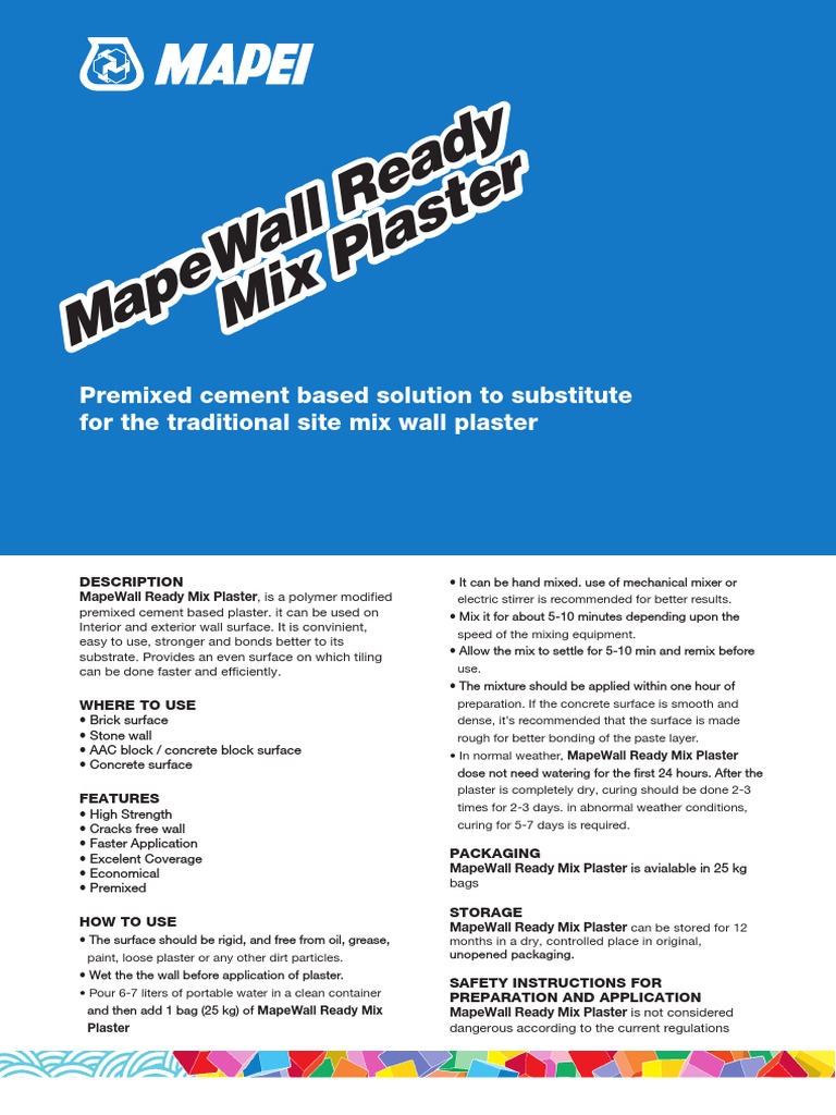 Mapew All Ready Mix Plaster | PDF | Plaster | Concrete