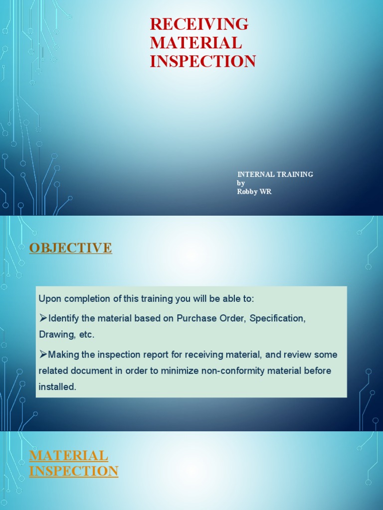 Receiving Material Inspection | PDF | Quality | Business Process