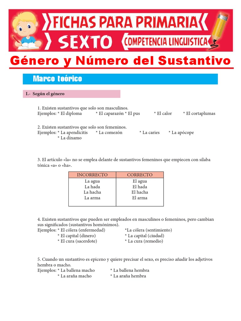 Género y Número Del Sustantivo | PDF | Sustantivo | Morfología Lingüística