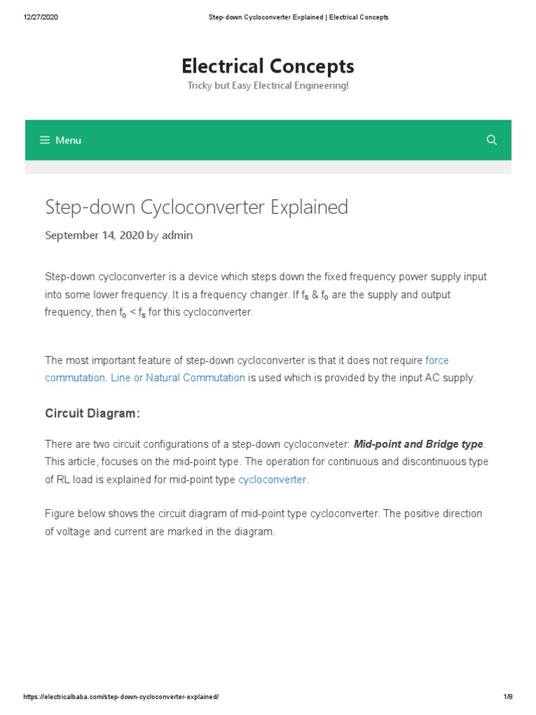 Step-Down Cycloconverter Overview | PDF | Manufactured Goods ...