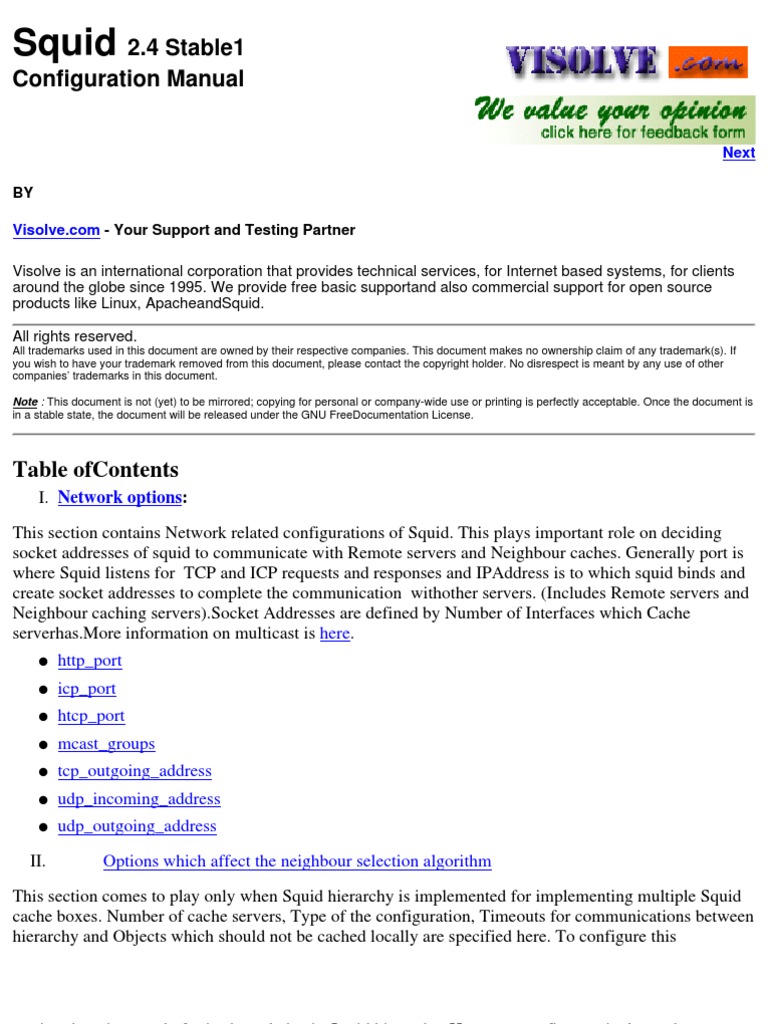 Squid: 2.4 Stable1 Configuration Manual | PDF | Port (Computer ...