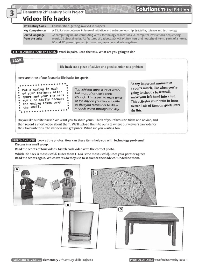 Video: Life Hacks: Solutions | PDF | Vocabulary | Question