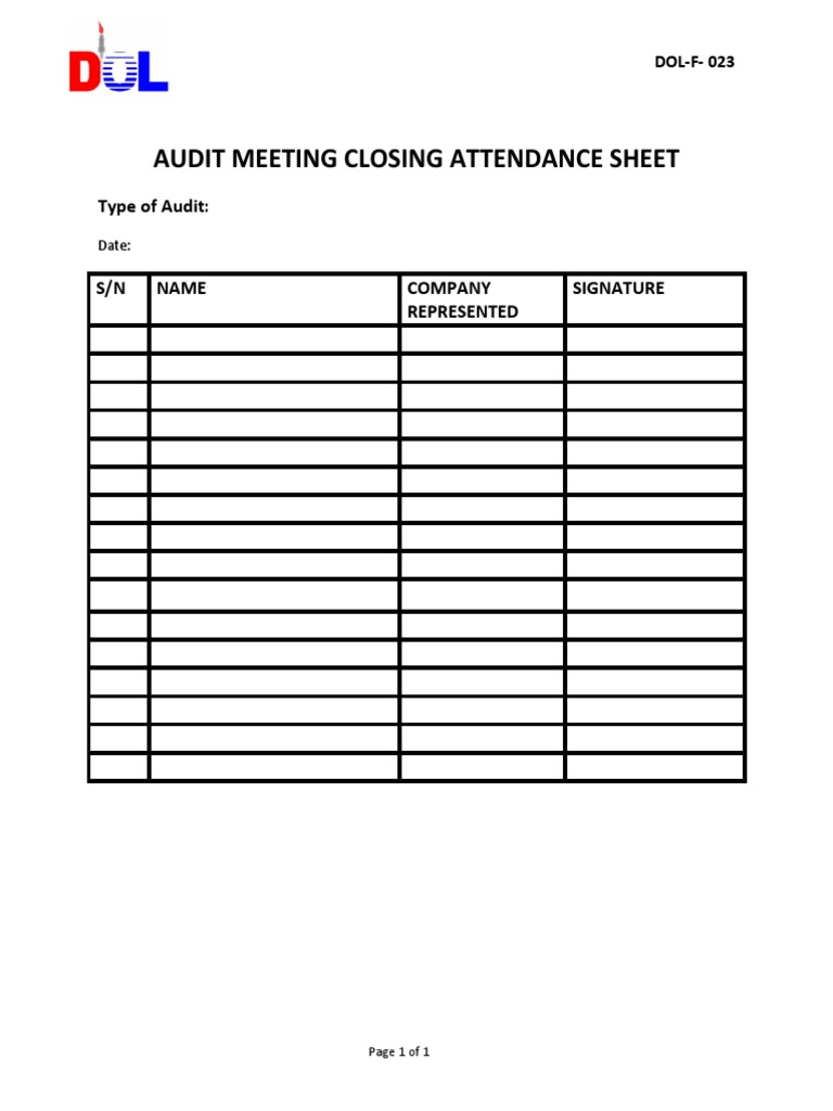 Audit Closing Meeting Attendance Minute | PDF
