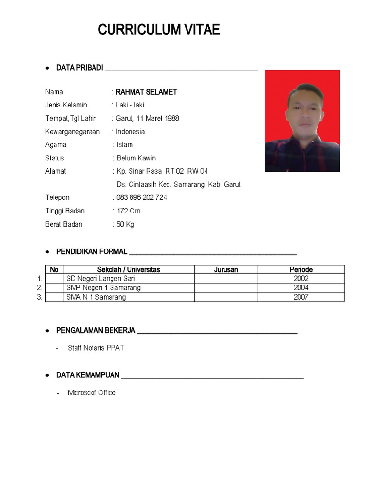 CV Rahmat S | PDF