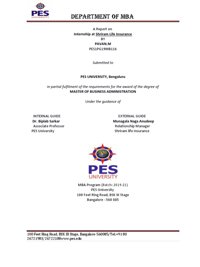 Final Internship Report - PES1PG19MB116 - Pavan M | PDF | Financial Services | Economies