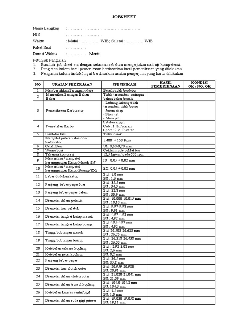 Jobsheet UKK TBSM | PDF