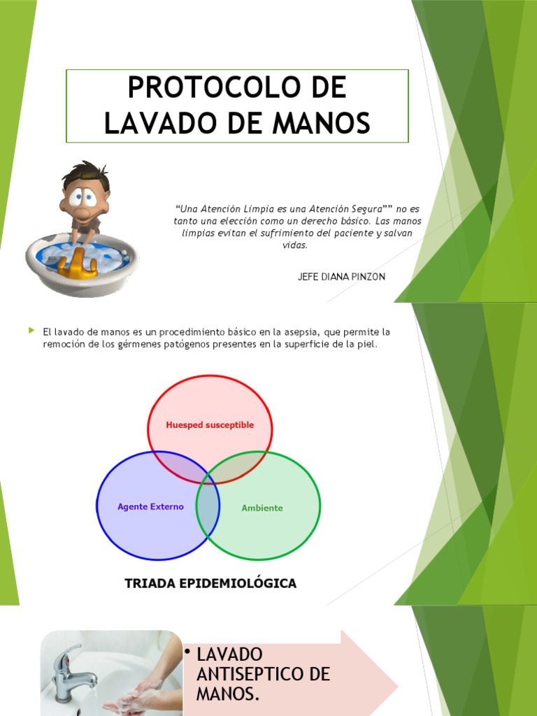 Diapositivas Del Protocolo de Lavado de Manos | PDF | Lavado de manos | Microbiología
