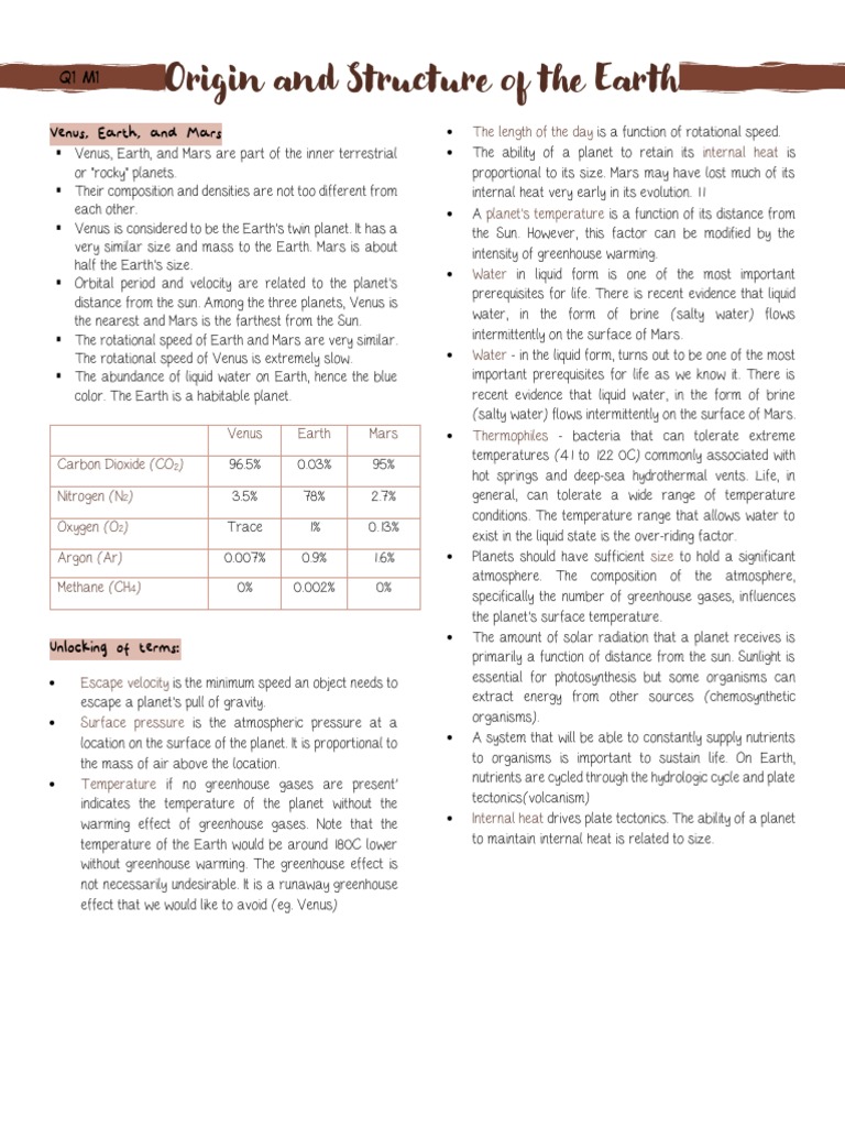 Earth, Venus, Mars: Composition & Structure | PDF | Minerals | Atmosphere