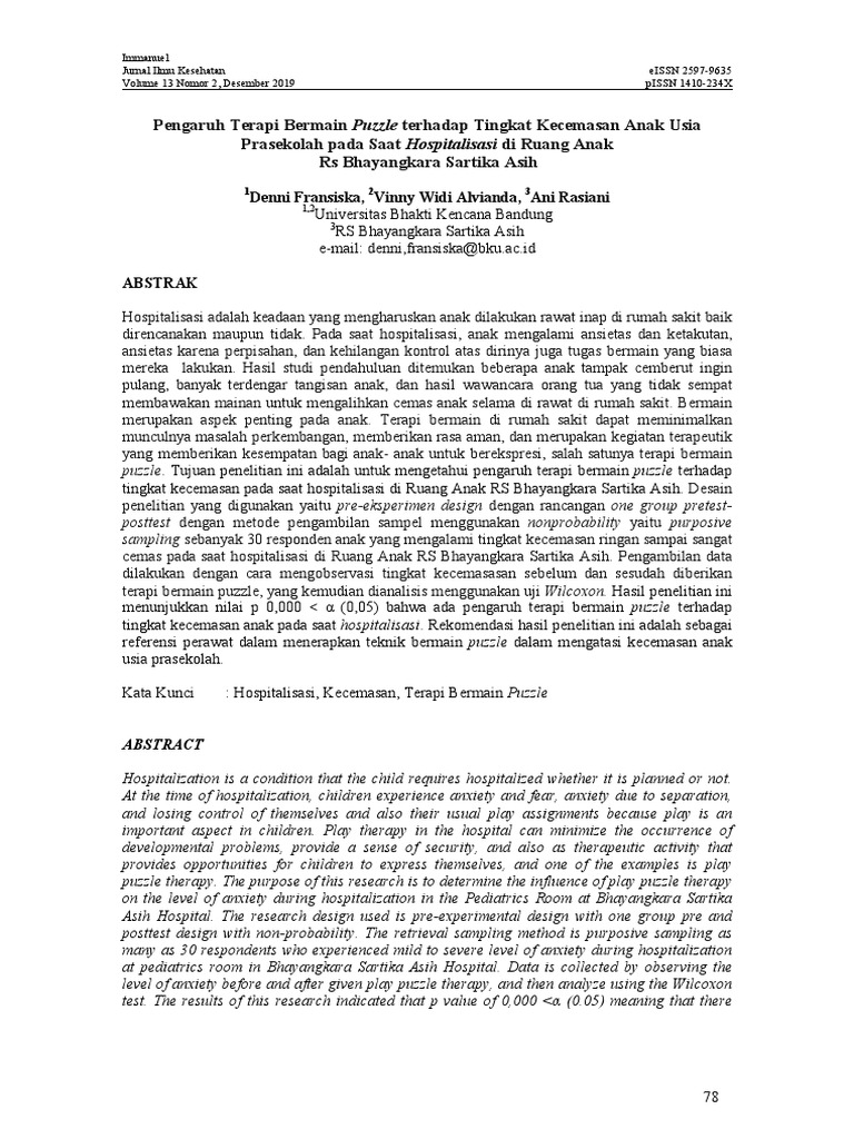Jurnal Terapi Bermain Pada Anak | PDF