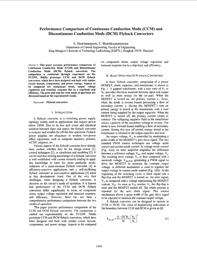 Performance Comparison of Continuous Conduction Mode (CCM) | PDF ...
