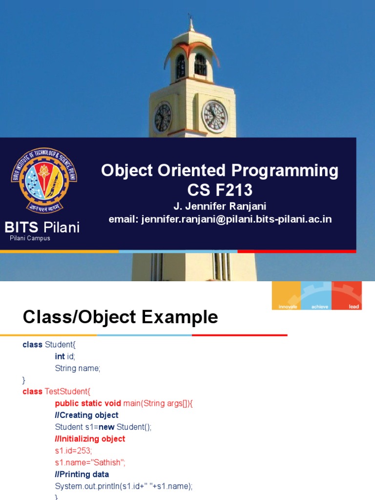 Object Oriented Programming CS F213: BITS Pilani | PDF | Variable (Computer Science) | Method ...