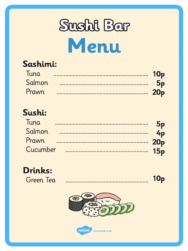 T T 6627 Sushi Bar Role Play Menu | PDF