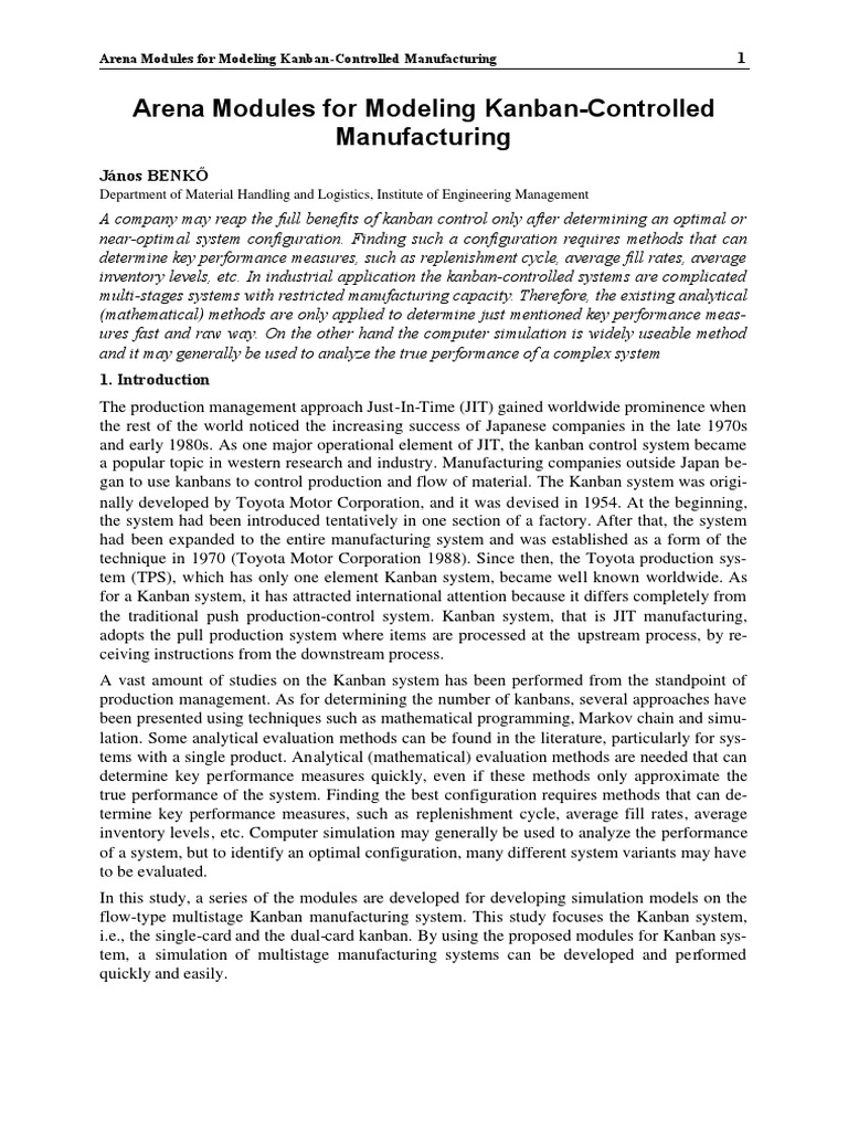 Arena Modules For Modeling Kanban Controlled Manuf U 123453.602601 ...