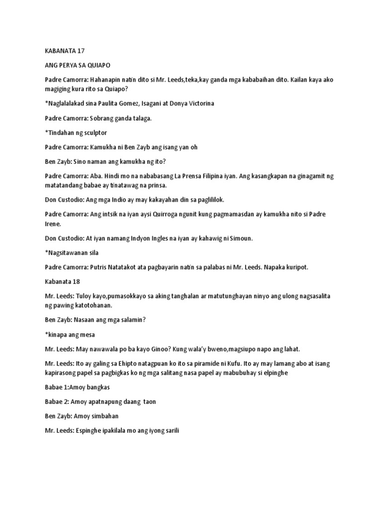 Script Play Kabanata 17 | PDF