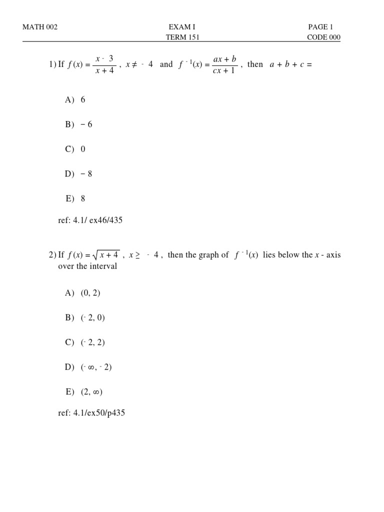 Analysis of a College-Level Calculus Exam | PDF | Logarithm | Function ...