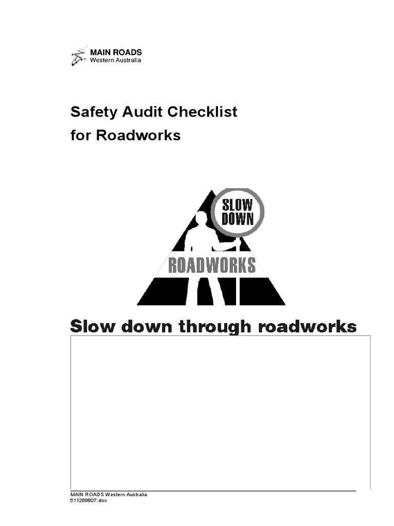 Safety Audit Checklistfor Roadworks | PDF | Traffic | Traffic Light