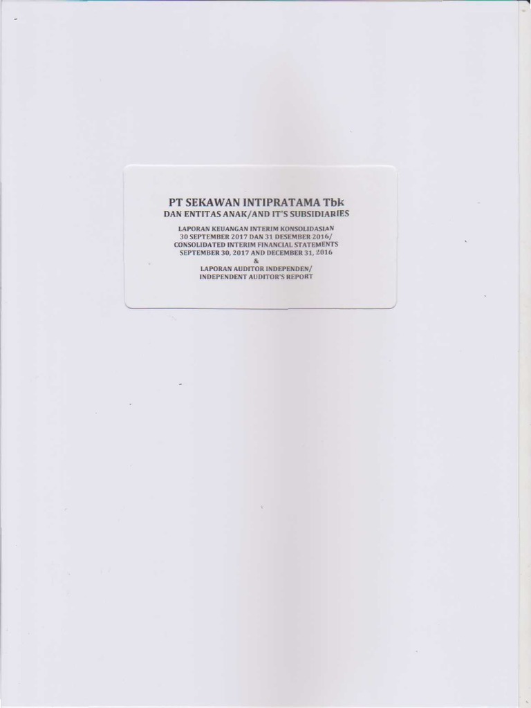 PT Sekawan Intipratama Tbk Financial Report | PDF | Audit | Business ...