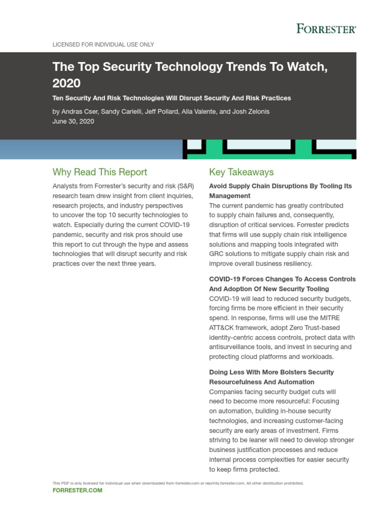 The Top Security Technology Trends To Watch, 2020 | PDF | Cloud ...