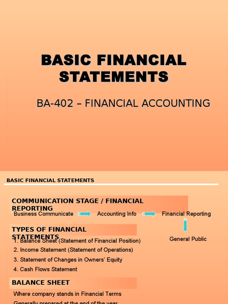 Basic Financial Statements | PDF | Balance Sheet | Equity (Finance)