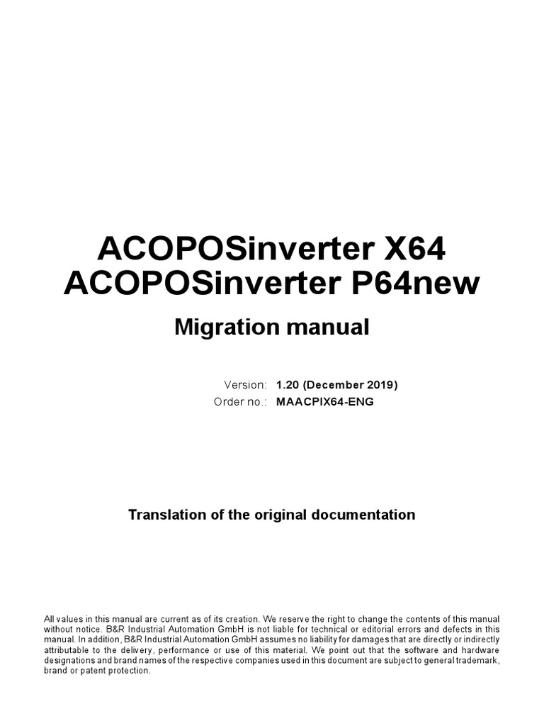 Acoposinverter X64 Acoposinverter P64New: Migration Manual | PDF | Power Supply | Electric Motor