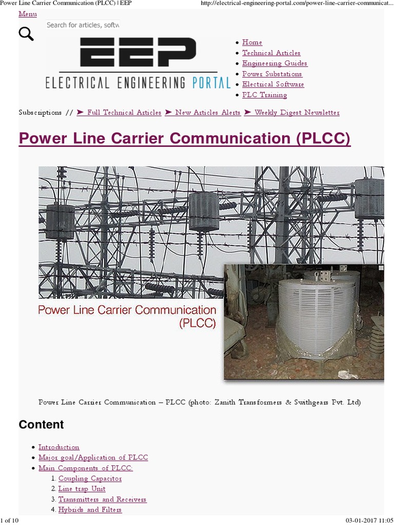 Power Line Carrier Communication (PLCC) - EEP | PDF | Electrical ...
