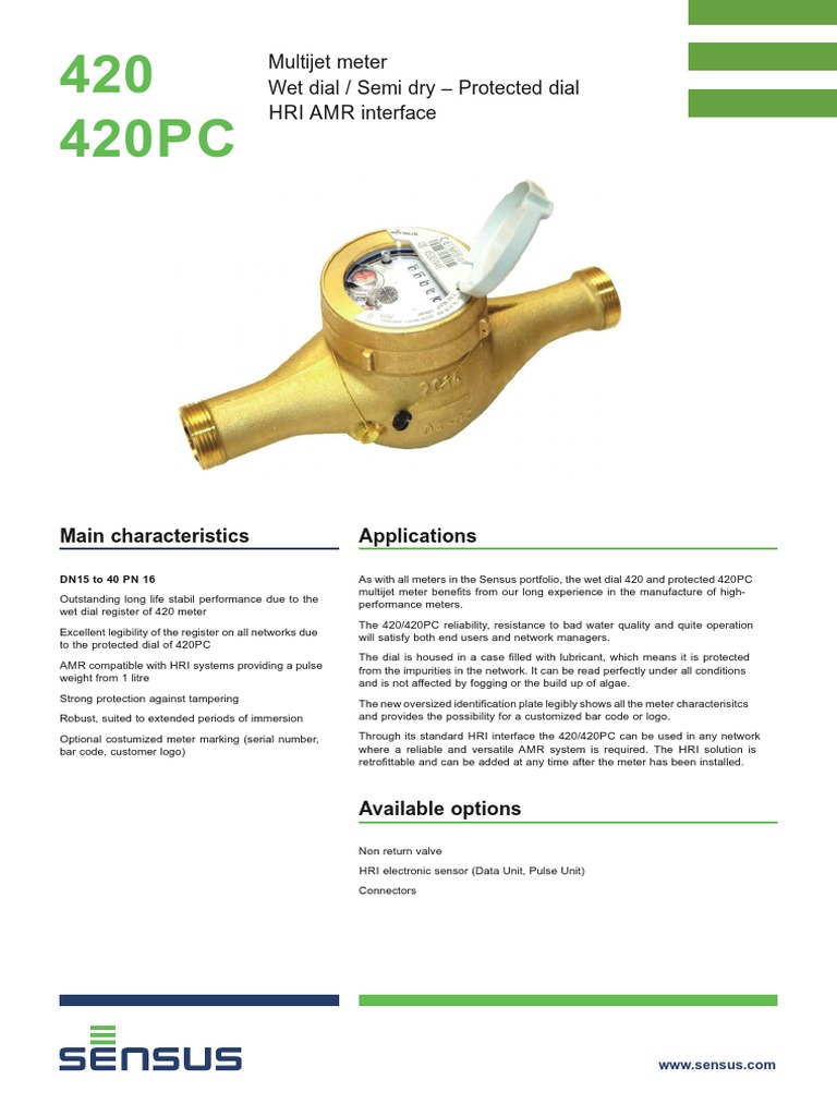 SENSUS 420 420pc MID EN | PDF | Flow Measurement | Pipe (Fluid Conveyance)
