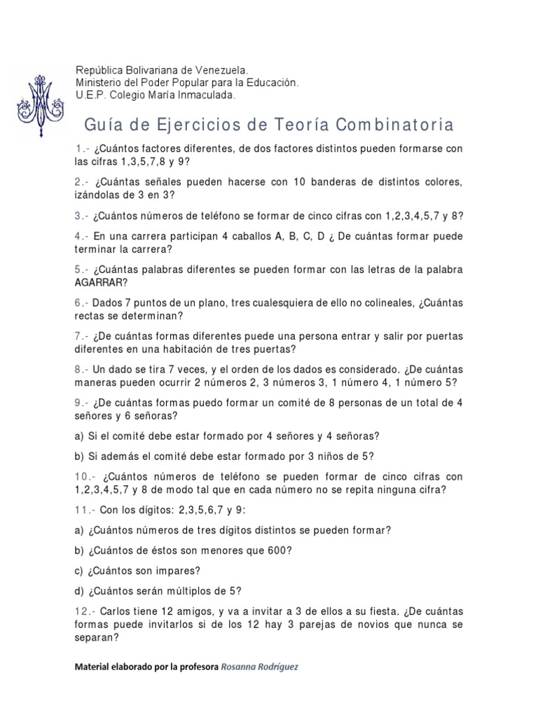 5to Año, II Lapso, Guía de Ejercicios, Matemática | PDF
