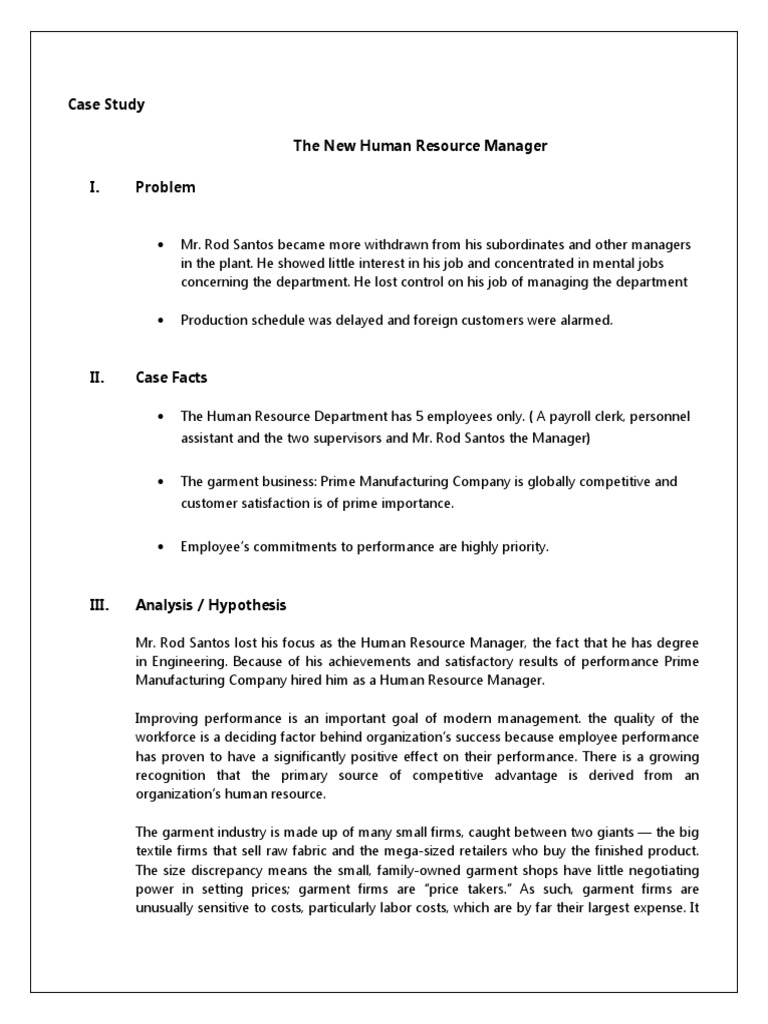 Case Study The New Human Resource Manager | PDF | Overtime | Human ...