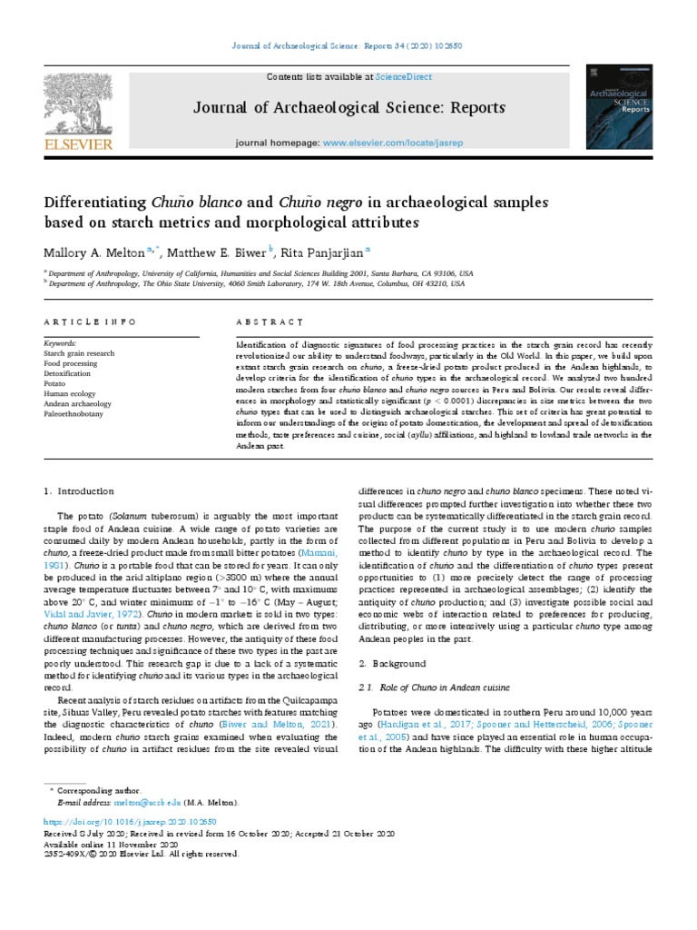 Journal of Archaeological Science: Reports: Mallory A. Melton, Matthew ...