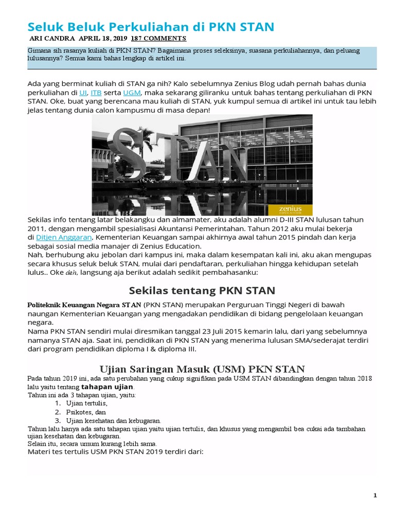 Panduan Kuliah di PKN STAN | PDF