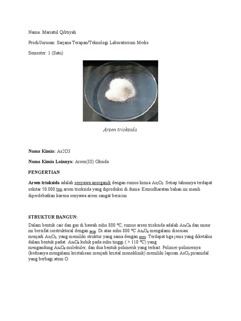 Mariatul Qibtiyah Arsen Trioksida | PDF