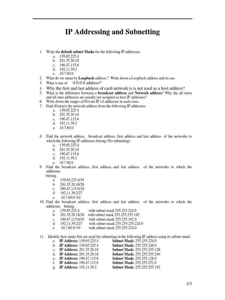IP Addressing Assignment | PDF | Ip Address | Data Transmission